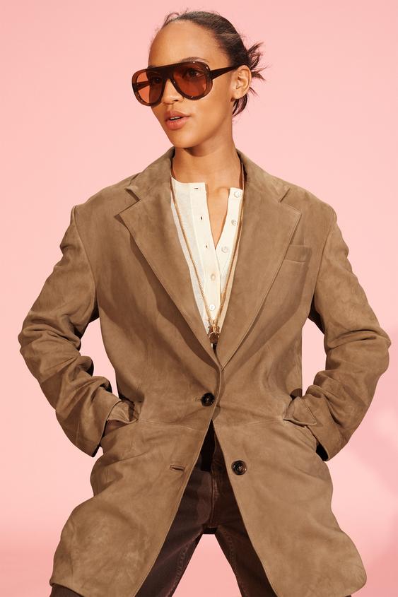 BLAZER AUS 100 % WILDLEDER – LIMITED EDITION - Mittleres Camel | ZARA ...