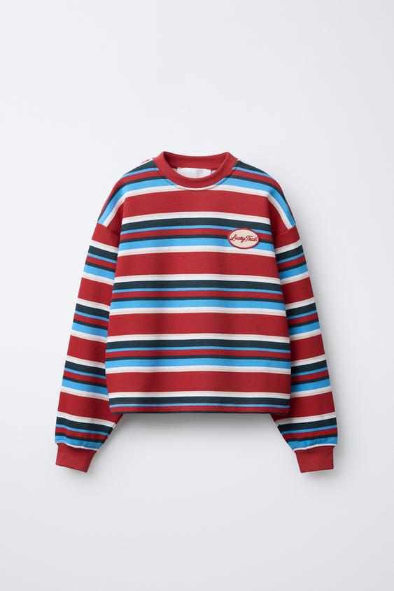 T-SHIRT À RAYURES ET PIÈCE - rayures | ZARA Canada