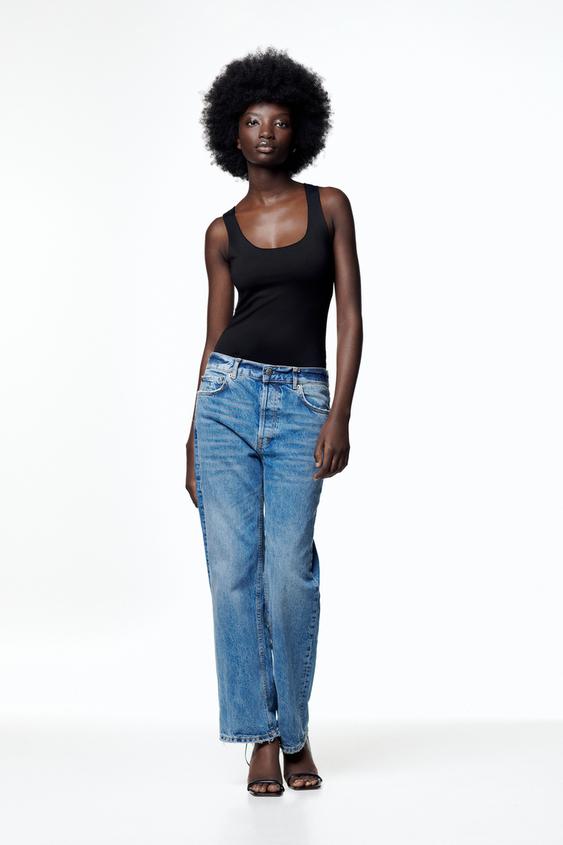 WIDE STRAP POLYAMIDE VEST TOP - Black | ZARA Australia