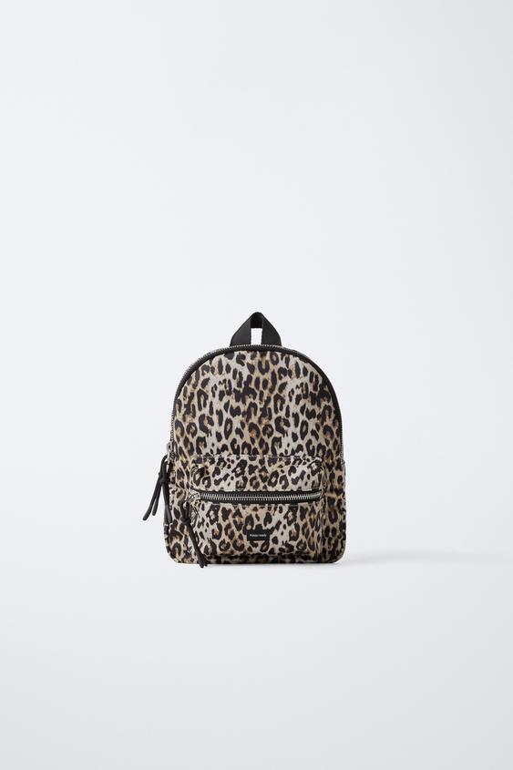 ANIMAL PRINT NYLON MINI BACKPACK - Off White | ZARA Mexico