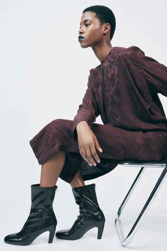 TEXTURED HEELED ANKLE BOOTS - Black | ZARA Canada