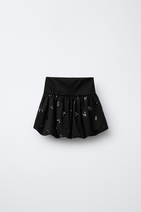 BALLOON SKIRT WITH HEART BEADS - Black | ZARA Ireland