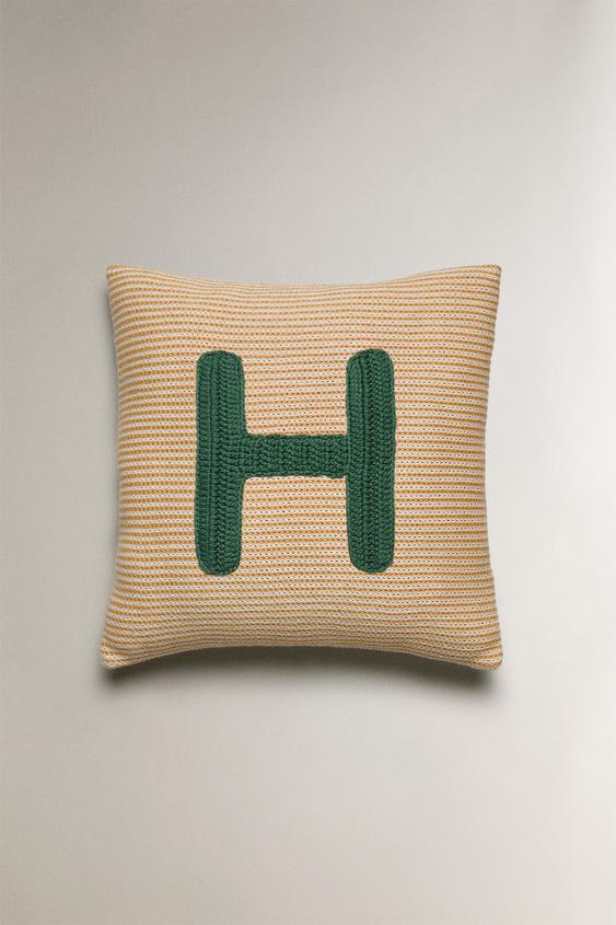 CHILDREN'S EMBROIDERED LETTER H CUSHION - Yellow | ZARA United Kingdom
