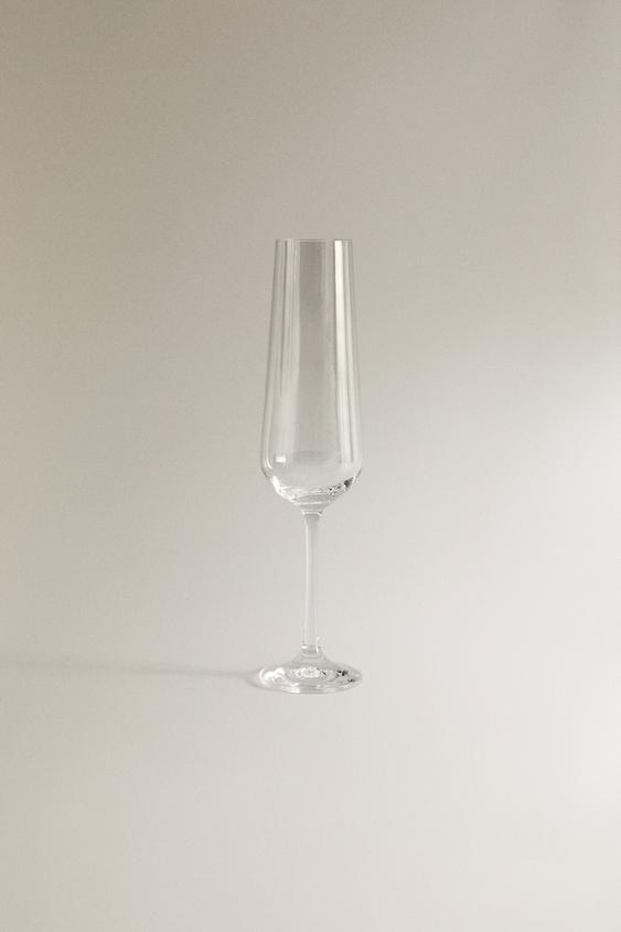PLAIN BOHEMIAN CRYSTAL FLUTE GLASS - Transparent | ZARA Canada