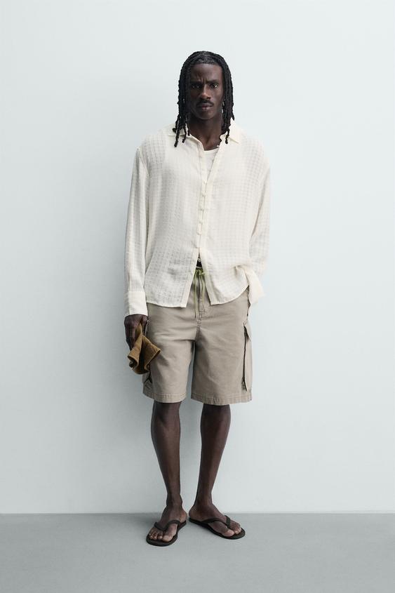 TEXTURED FLOWING JACQUARD SHIRT - White | ZARA Turkey
