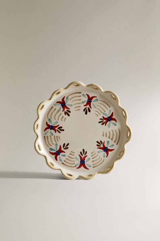 CERAMIC FLORAL DESSERT PLATE - Ecru | ZARA United States