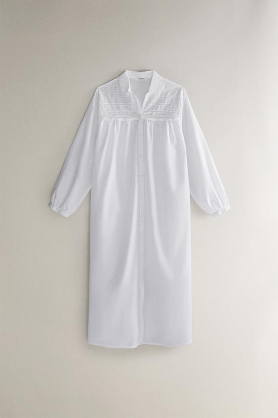 LONG SLEEVE NIGHTGOWN - White | ZARA Canada