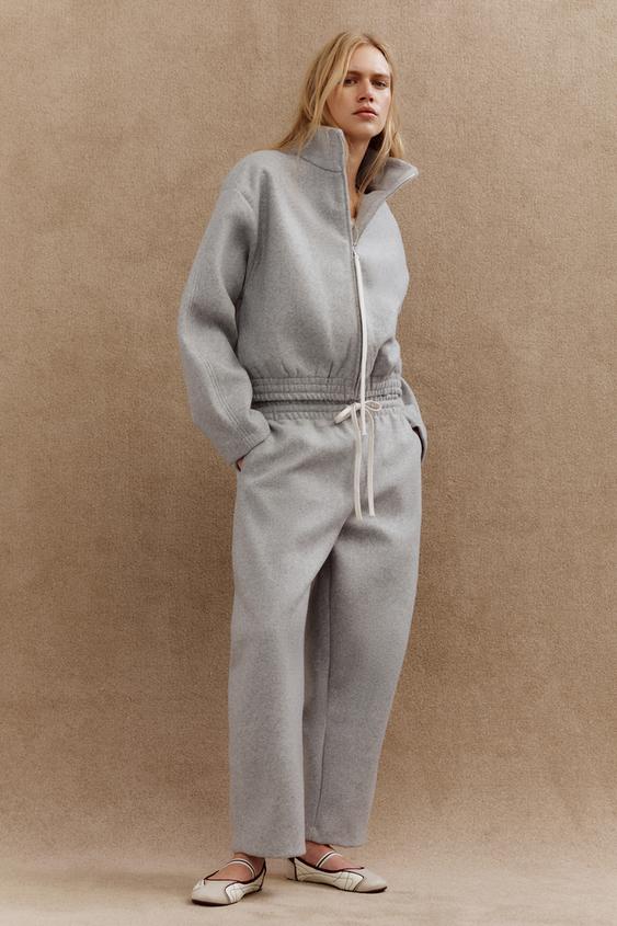 ZIPPERED FELT TEXTURE JACKET - Gray marl | ZARA Canada