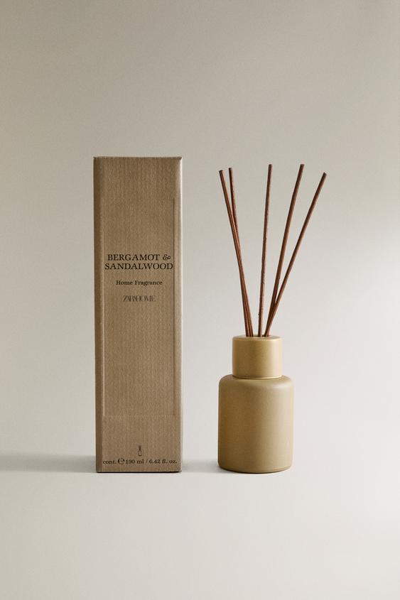 (190 ML) DIFUSOR DE AMBIENTE COM VARETAS BERGAMOT & SANDALWOOD - Cru / Verde | ZARA Brasil