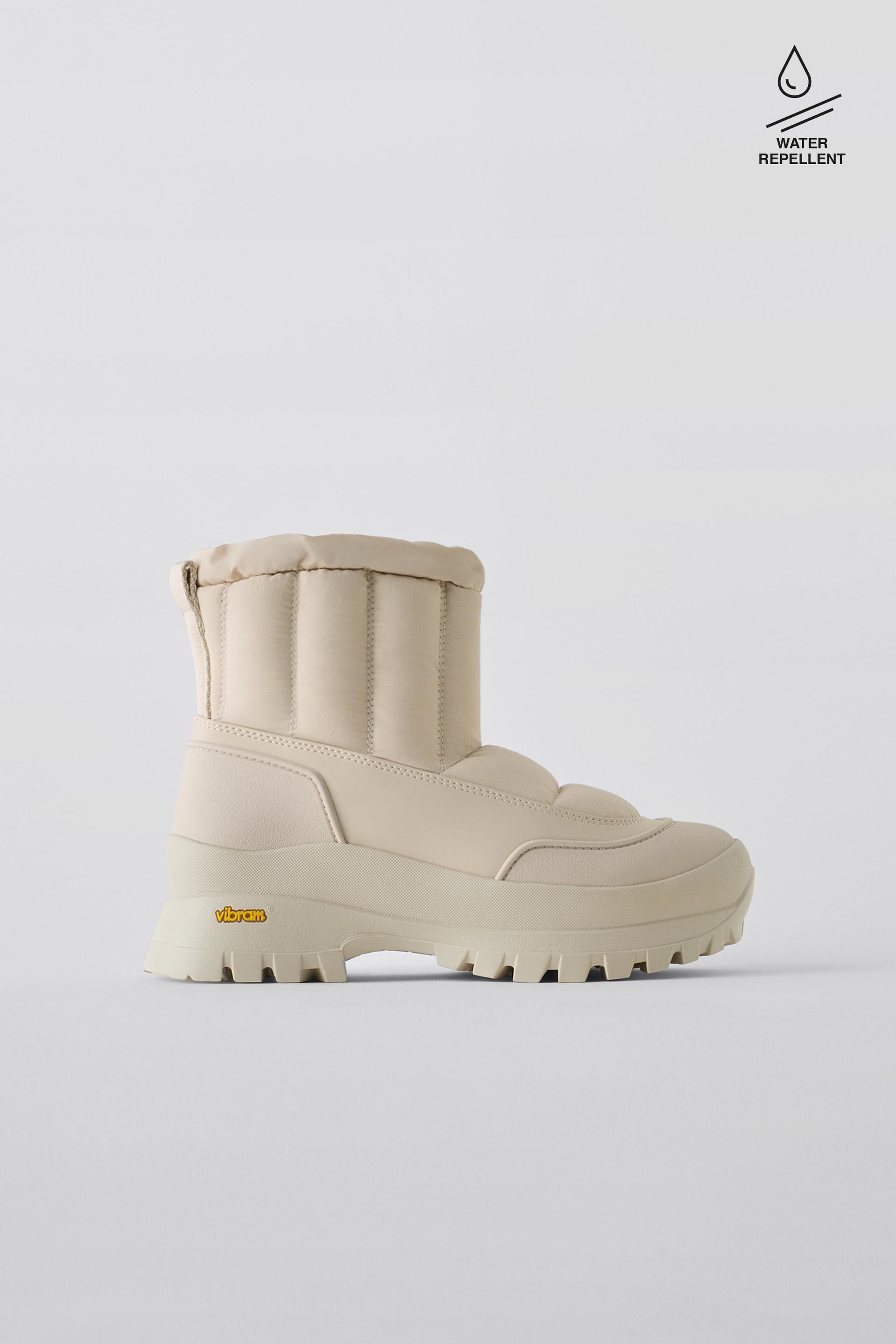 WATER-REPELLENT QUILTED ANKLE BOOTS VIBRAM® SKI COLLECTION - Ecru White | ZARA Ireland