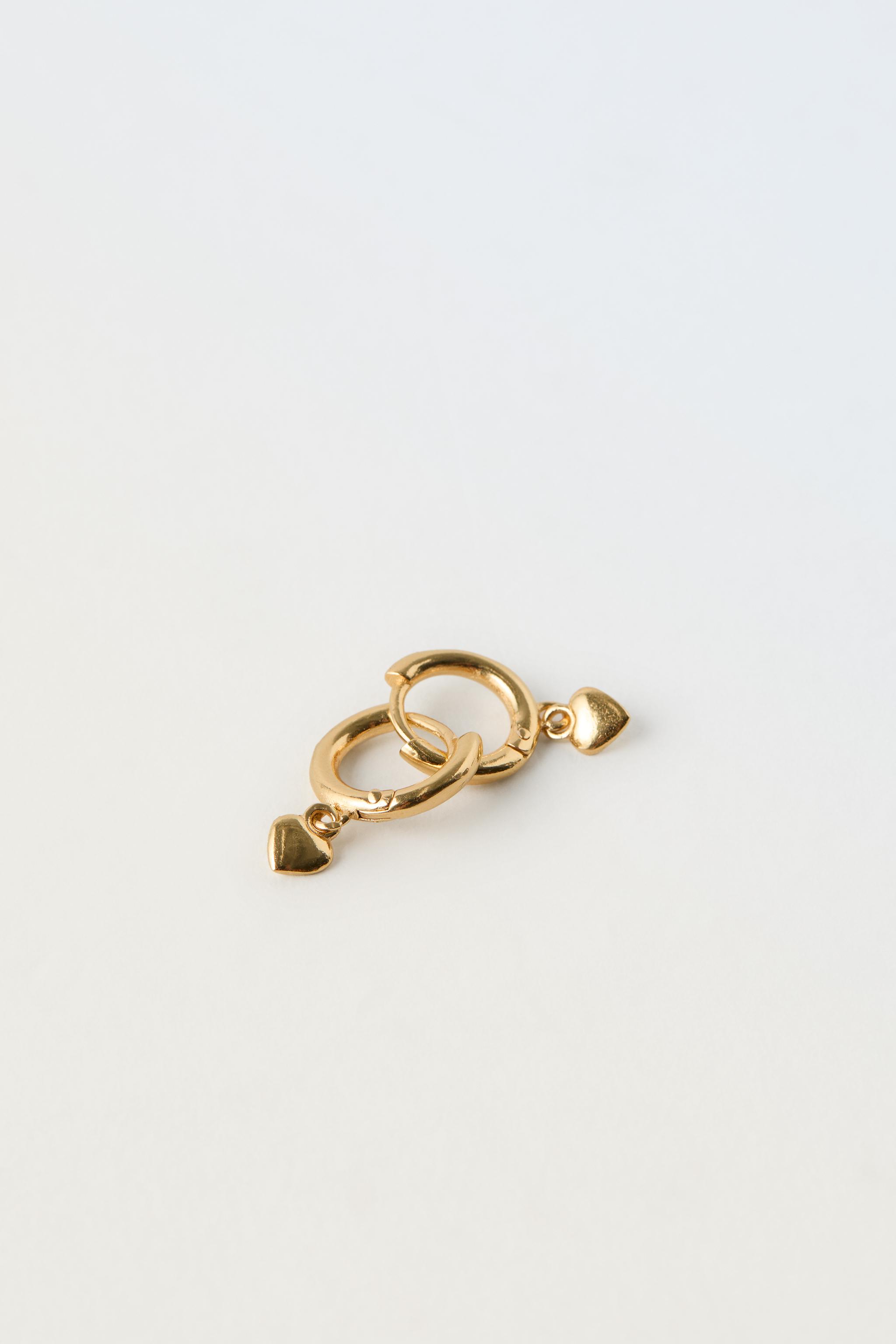 HEART HOOP EARRINGS PLATED IN 24K GOLD Goldfarben ZARA Deutschland Germany