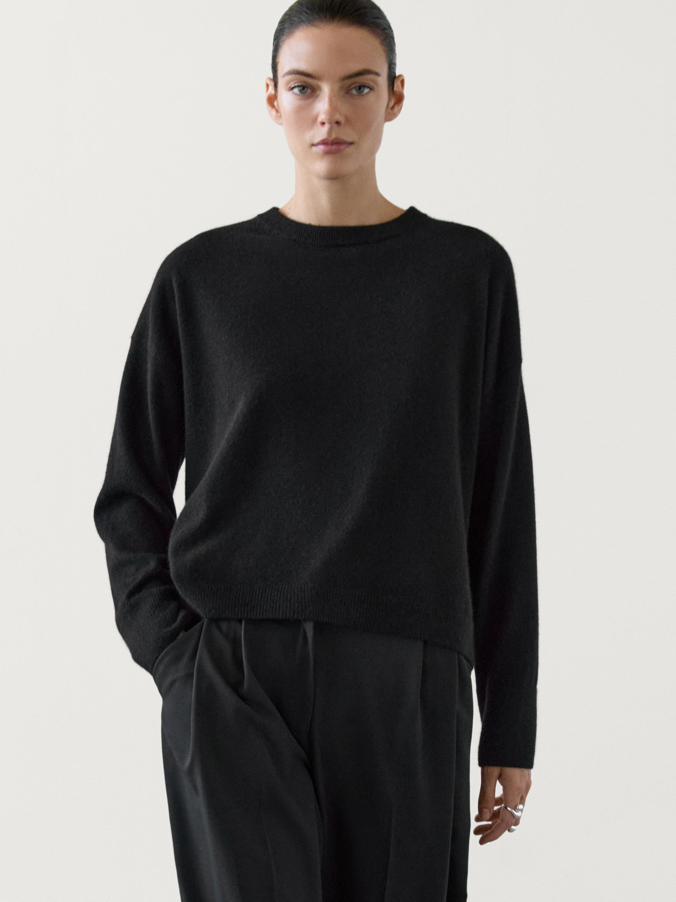 100% cashmere crew neck sweater - Black | ZARA United States 100% cashmere crew neck sweater - Black | ZARA United States
