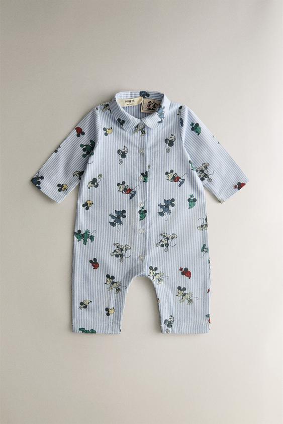 MICKEY & MINNIE ©DISNEY FLANNEL BABY ROMPER - Light blue | ZARA UAE ...