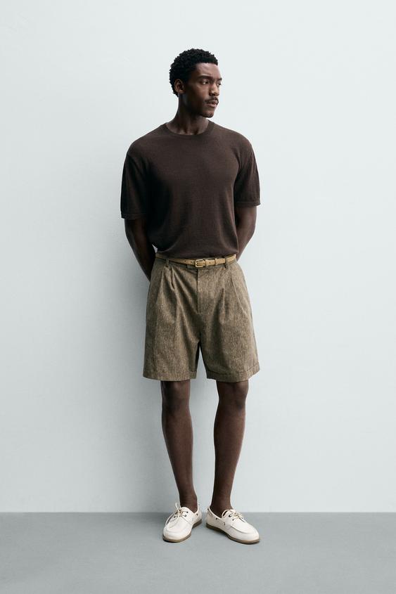 PLAYERA PUNTO ALGODÓN - LINO - Marrón | ZARA Mexico