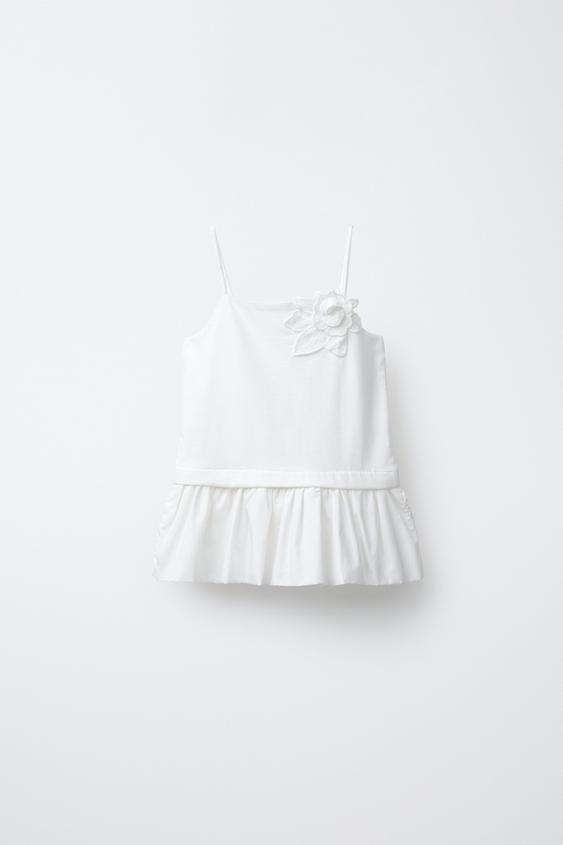 TOP MIT VOLANT UND BLUME - Weiß | ZARA Deutschland / Germany