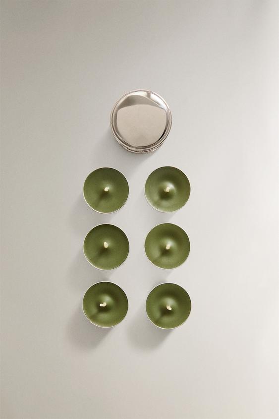 SET OF BASILICUM SCENTED TEALIGHT CANDLES AND SILVER JAR - Mint | ZARA ...