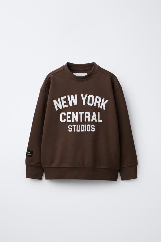 SWEATSHIRT VARSITY INTERLOCK - Brun | ZARA Sverige / Sweden