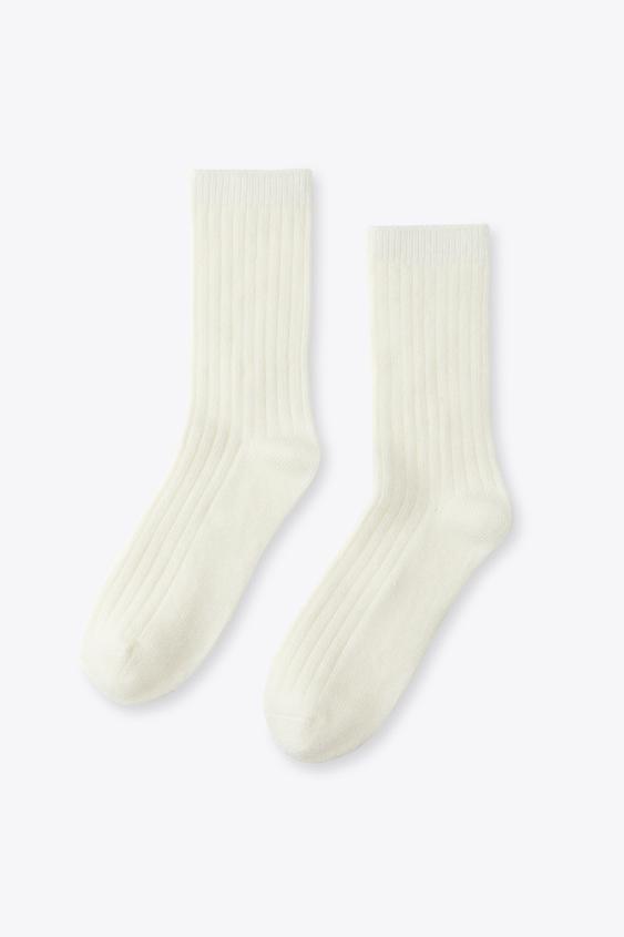RIBBED SOCKS - Ecru | ZARA New Zealand