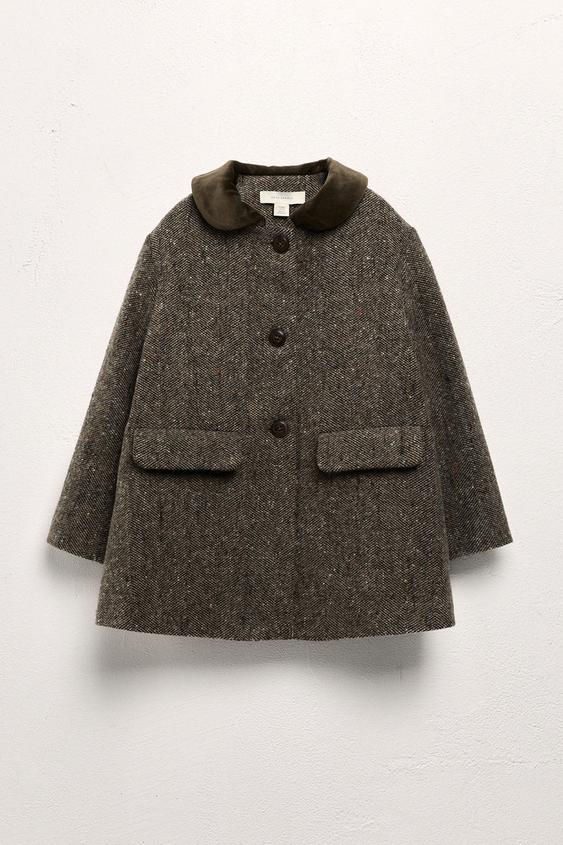AGES 6-10 / VELVET PETER PAN COLLAR COAT WITH WOOL - LIMITED EDITION ...