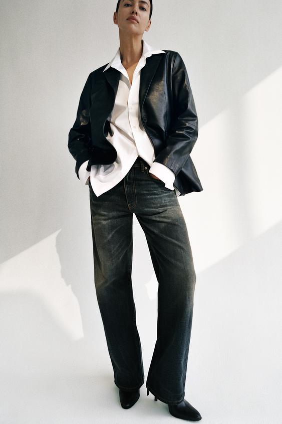 Blazer Piel 100 Zw Collection Negro Zara Mexico