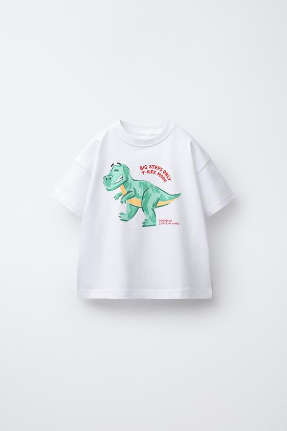 DINOSAUR PRINT T-SHIRT - White | ZARA United States