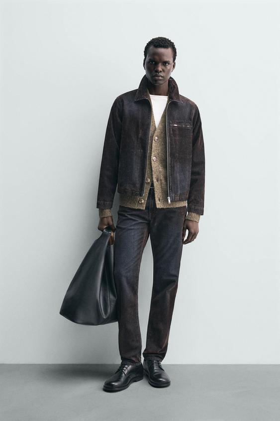 JAQUETA DE VELUDO FLOCADO - Marrom | ZARA Brasil