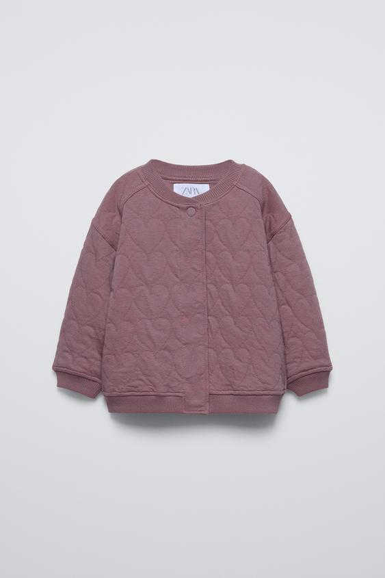 QUILTED BOMBER JACKET WITH HEARTS - Dark pink | ZARA UAE - Dubai ...
