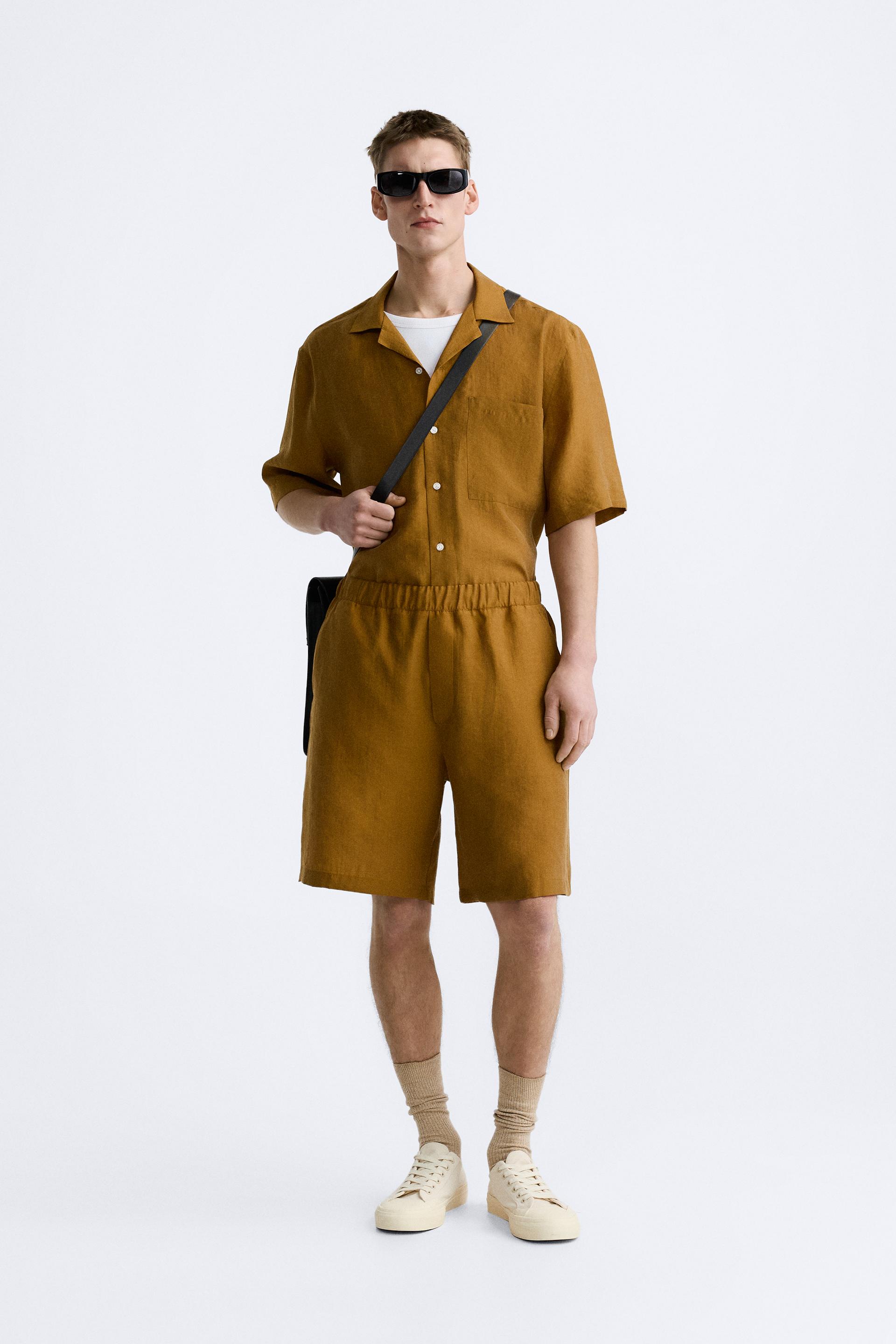 LYOCELL BLEND SHORTS Ocher ZARA United States lyocell-blend-shorts-ocher-zara-united-states