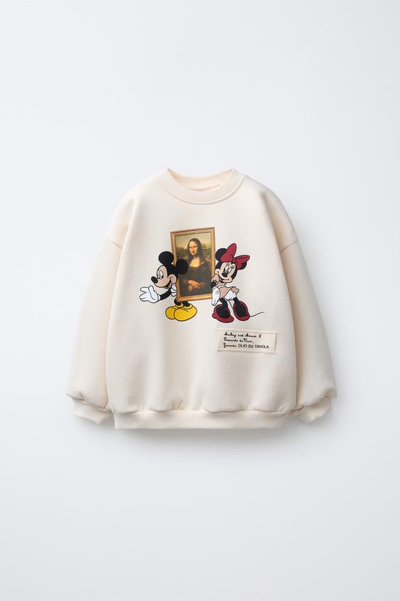 MICKEY AND MINNIE MOUSE MONA LISA PRINT SWEATSHIRT © DISNEY - Ecru ...