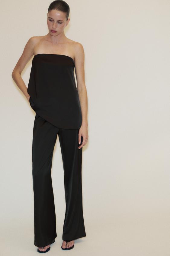 SATIN BANDEAU TOP - Black | ZARA South Africa