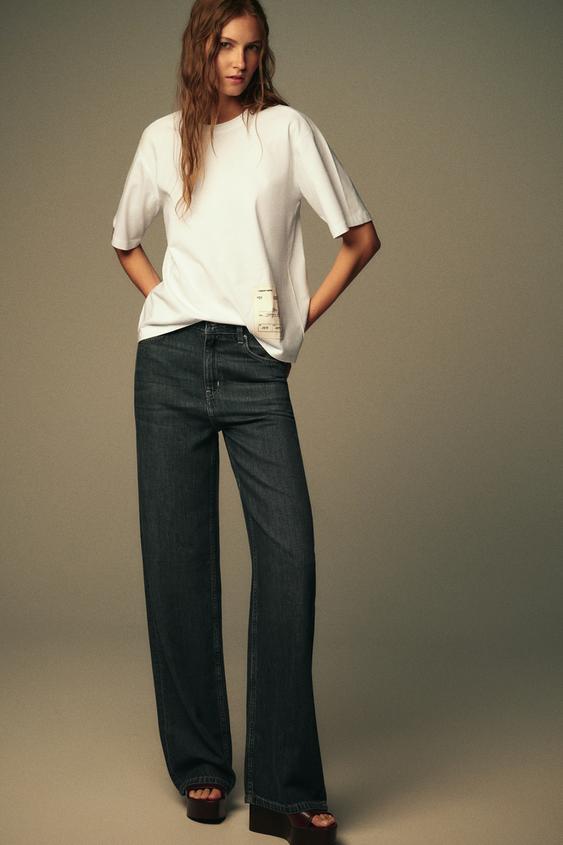 REGULAR FIT T-SHIRT WITH LABEL - White | ZARA Australia