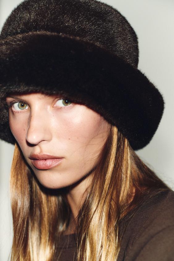 FAUX FUR CUFFED HAT - Brown | ZARA United States