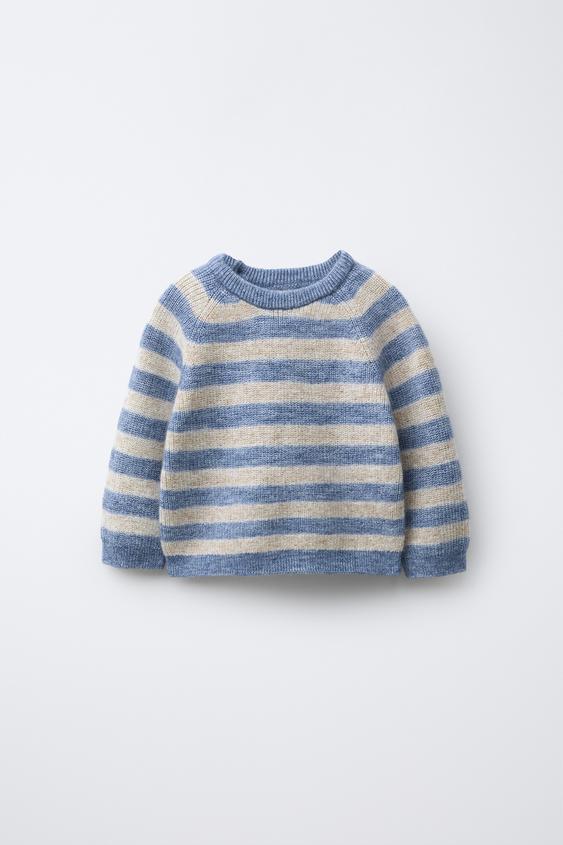 STRIPED WOOL AND CASHMERE SWEATER - Blue marl | ZARA Canada