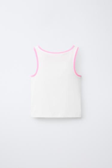 T-SHIRT SANS MANCHES À IMPRIMÉ - Rose / Blanc | ZARA France