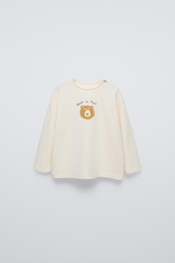 CAMISETA OSO FLOCK - Crudo claro | ZARA Chile