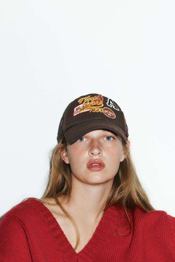 TWILL MESH CAP WITH EMBROIDERY AND PATCHES - Brown | ZARA United Kingdom