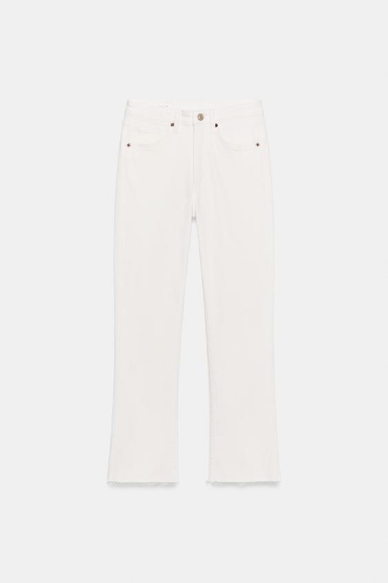 TRF CROPPED FLARE HIGH-WAIST JEANS - Oyster-white | ZARA Australia