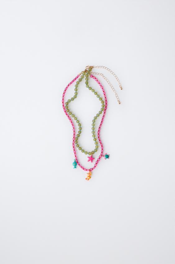 PAKET DUA KALUNG MANIK-MANIK LAUT - Fusia | ZARA Indonesia