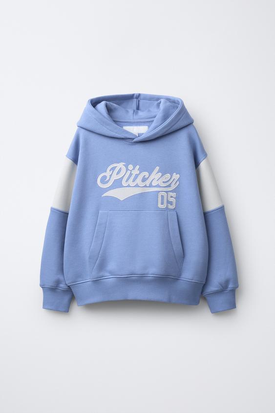EMBROIDERED JOGGING HOODIE - Light blue | ZARA United States