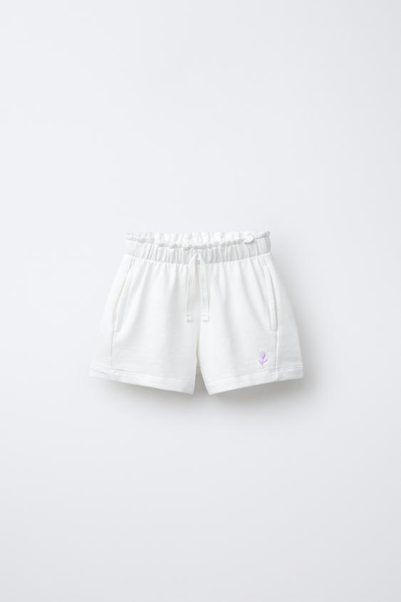 PLAIN BERMUDA SHORTS WITH EMBROIDERY - White | ZARA New Zealand