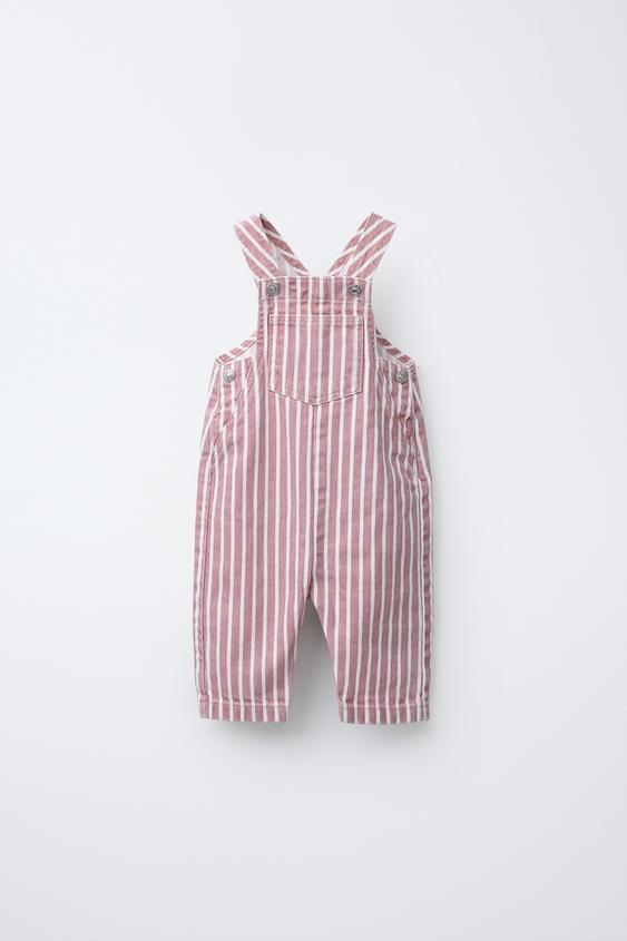 STRIPED TWILL DUNGAREES - Pink | ZARA Turkey