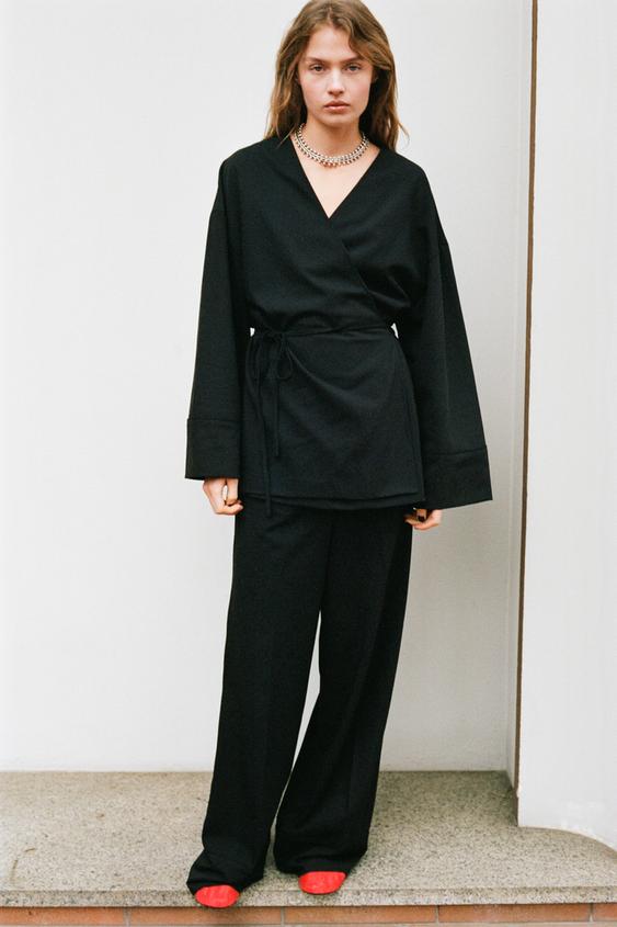 Blazer Kimono CroisÉ Noir Zara Belgique Belgium