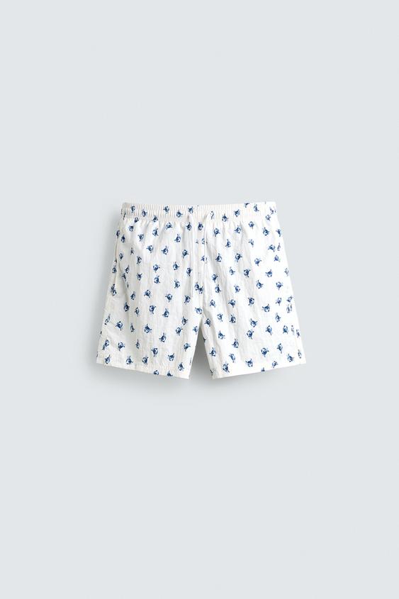 CALÇÕES DE BANHO MÉDIOS COM CARANGUEJOS - Branco | ZARA Portugal