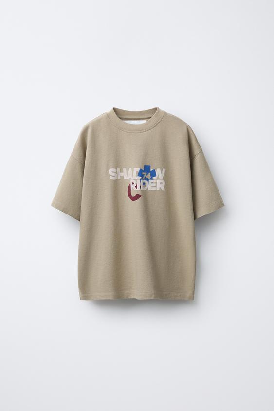 RIDER DESENLİ T-SHIRT - Açık kahverengi | ZARA Türkiye / Turkey