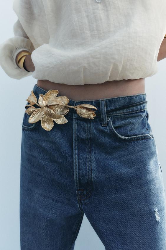 Flower Cord Belt Golden Zara Ireland
