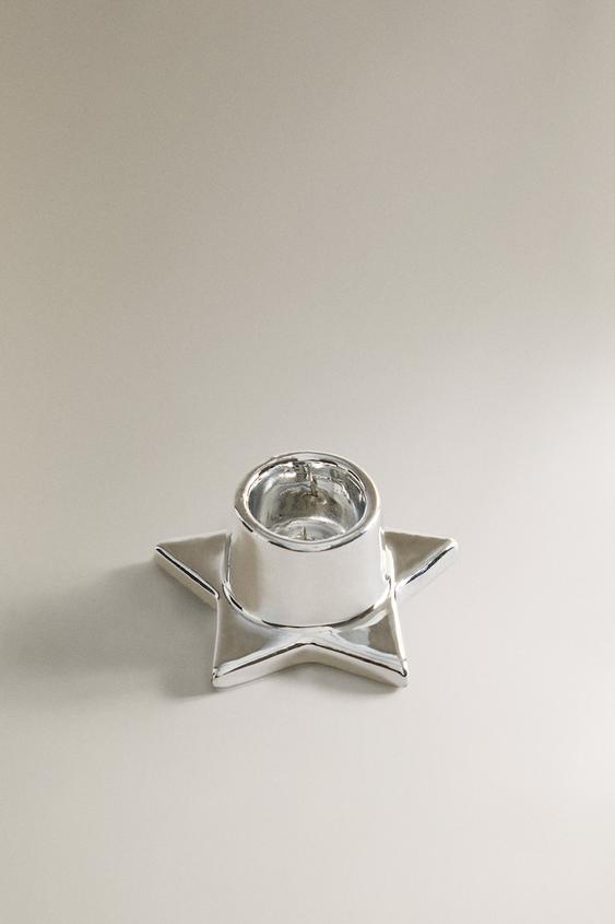 PORTAVELAS MINI PORCELANA ESTRELLA NAVIDAD - Plata | ZARA Estados ...
