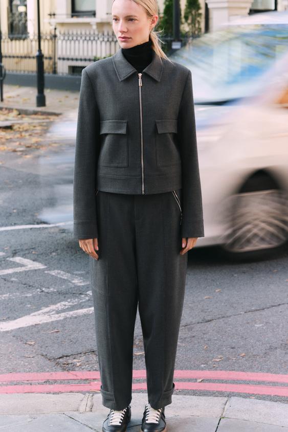 TROUSERS WITH BELT LOOPS ON THE HEM - Grey | ZARA New Zealand