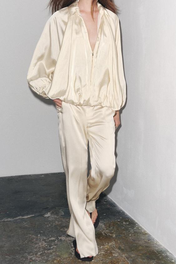 PUFFED BOMBER JACKET ZW COLLECTION - Ecru | ZARA United States