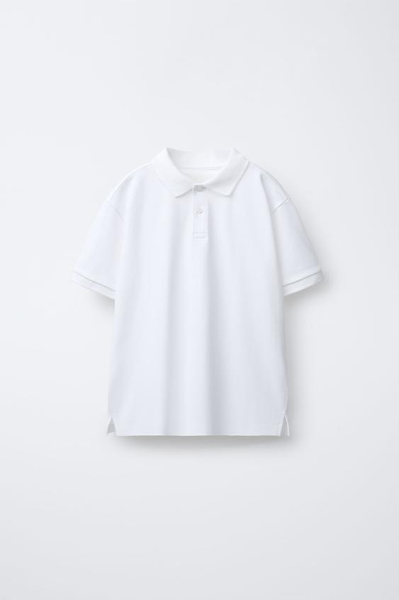 BASIC PIQUÉ POLO SHIRT - White | ZARA Ireland
