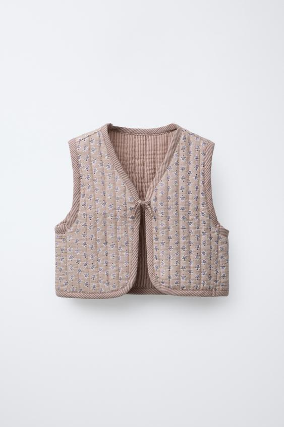 PRINTED QUILTED VEST - Sand | ZARA Spain